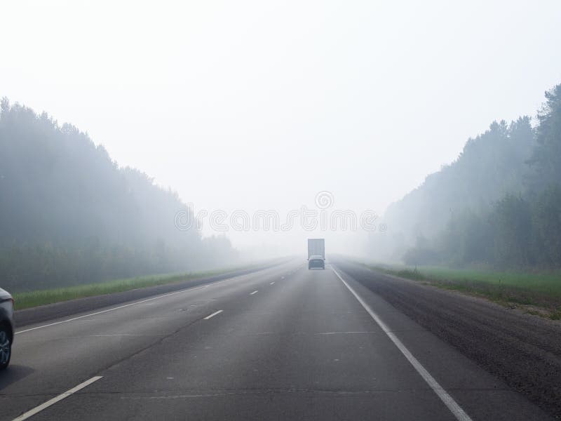Haze on Road from Burning Forest Smoke in Morning Stock Photo - Image ...