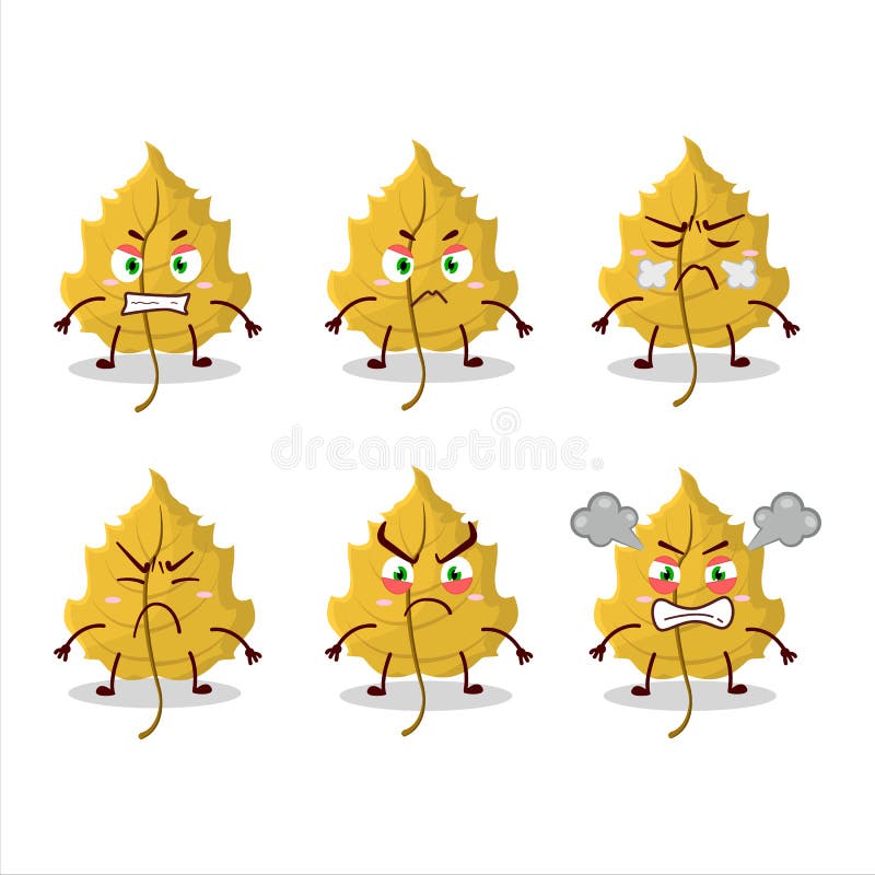 Hazel Leaf Cartoon Character with Various Angry Expressions Stock ...