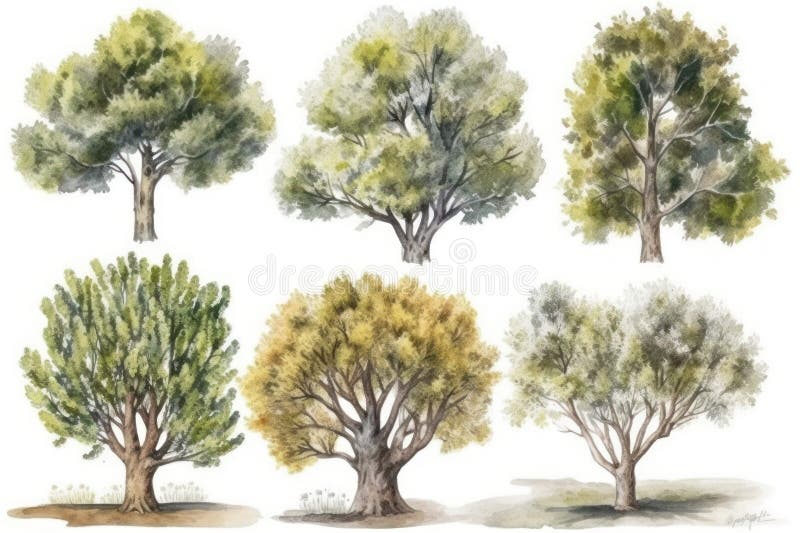 Hazel Tree Forest Pack: Hand-Drawn Collection . Stock Illustration ...
