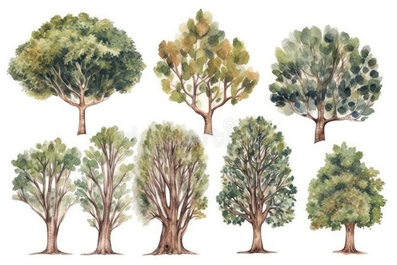 Hazel Tree Forest Pack: Hand-Drawn Collection . Stock Illustration ...