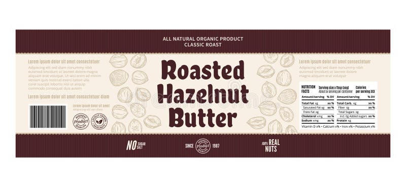 Hazelnut Butter Label and Packaging Design Template Stock Vector ...