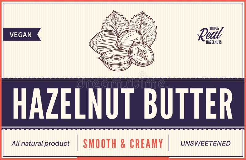 Hazelnut Butter Label and Packaging Design Template Stock Vector ...