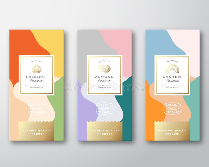 Chocolate Labels Set. Abstract Vector Packaging Design Layouts ...
