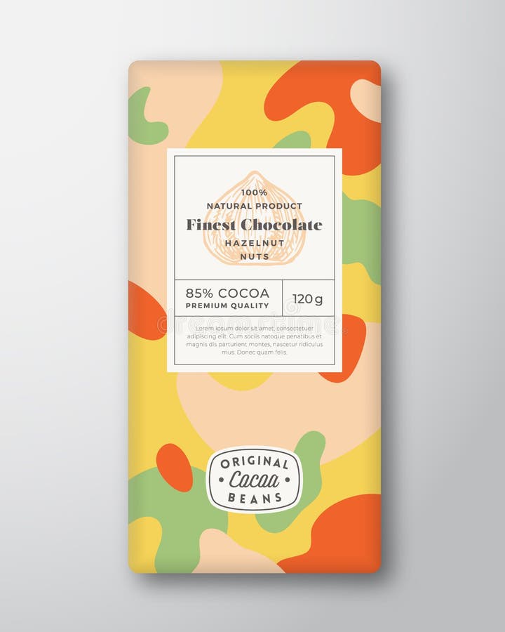 Hazelnut Chocolate Label Abstract Shapes Vector Packaging Design Layout ...