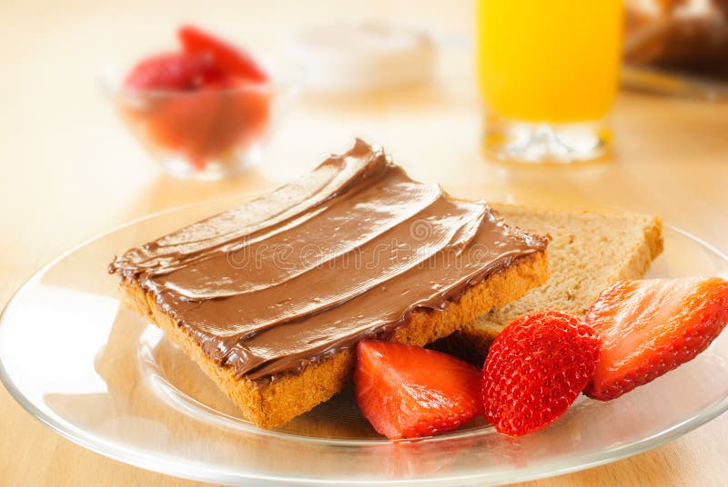 Toast with chocolate cream stock image. Image of tasty - 29765835