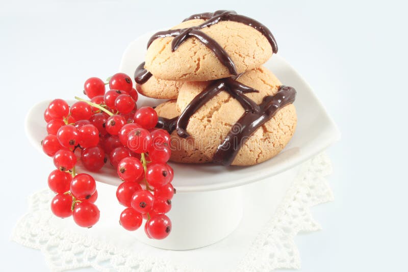 Cookies with Chocolate and Red Currant Stock Image - Image of eggs ...