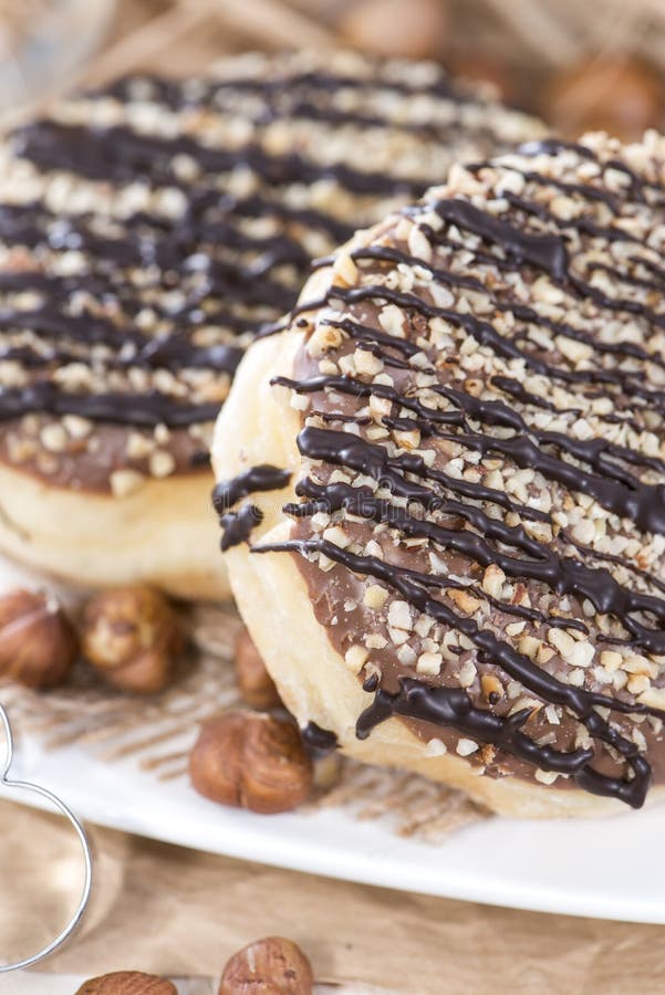 Hazelnut Donuts stock image. Image of sweet, fried, closeup - 35075155