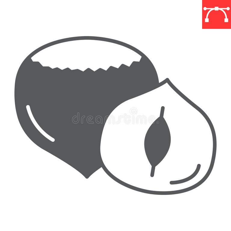 Hazelnut glyph icon stock vector. Illustration of glyph - 317980656