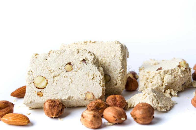 Hazelnut Halva Dessert Slices on White Stock Photo - Image of cake ...