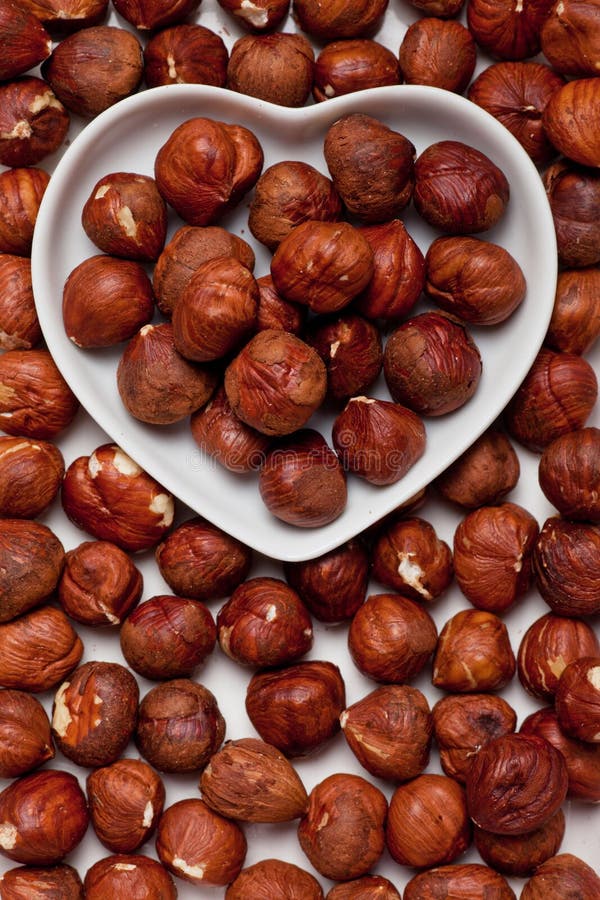 Hazelnut in Heart Shaped Tray Stock Image - Image of ingredient, heart ...