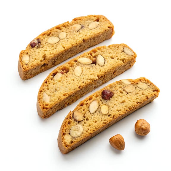 Hazelnut Maple Biscotti Isolated on White Background Stock Illustration ...