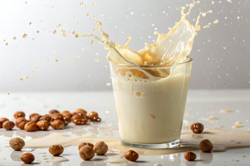 Hazelnut milk splash stock illustration. Illustration of dairy - 370347213