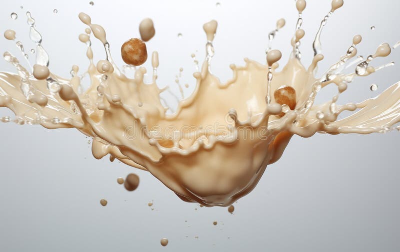 Hazelnut with Milk Splash Transparent Background Stock Illustration ...