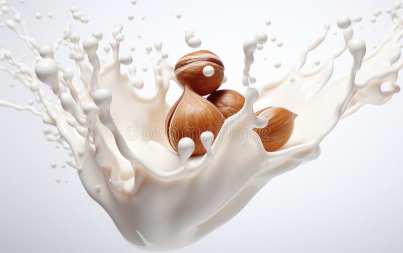 Hazelnut Milk Splash on Transparent Background Stock Illustration ...