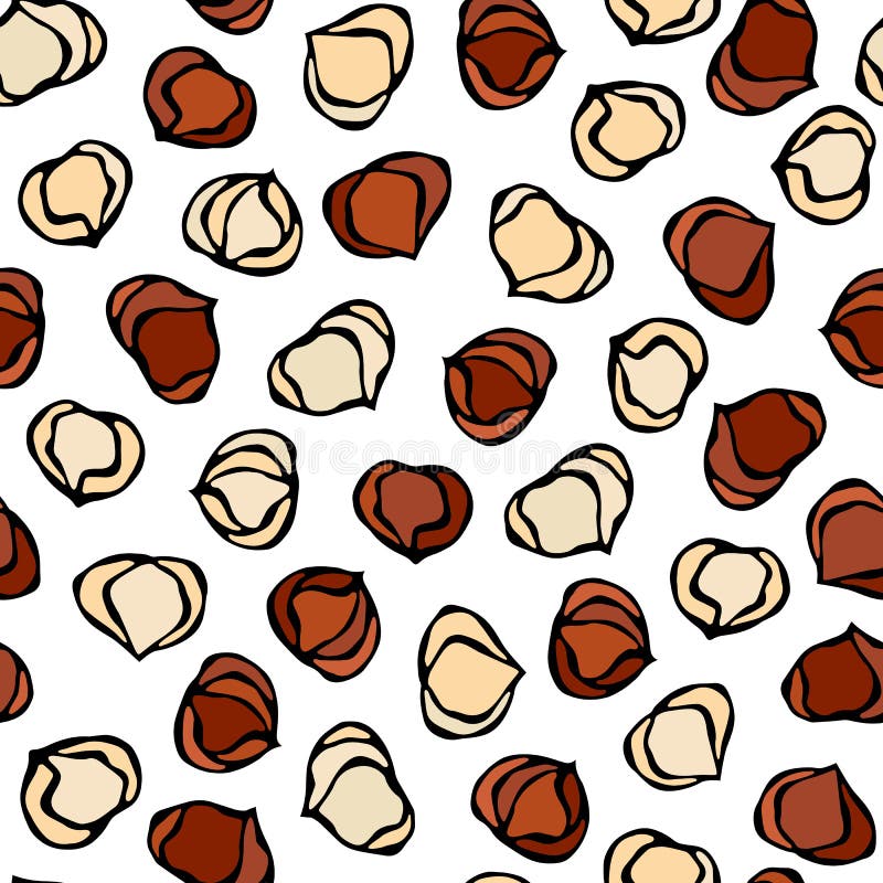 Hazelnut Seamless Endless Pattern. Whole Peeled Hazelnut. Autumn or ...
