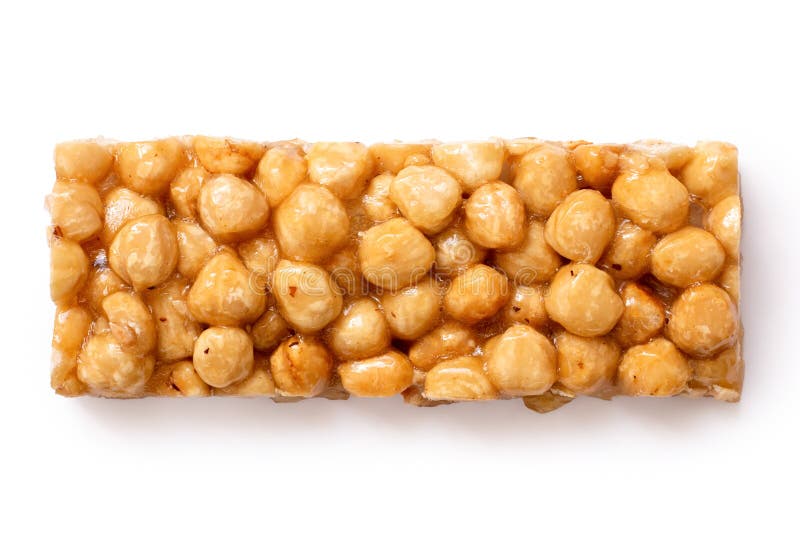 Hazelnut Snack Bar Isolated on White from Above. Stock Photo - Image of ...