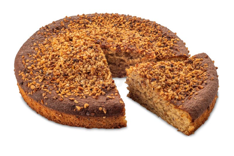 Hazelnut Sponge Cake Cut with Roasted Hazelnut Kernels Stock Image ...