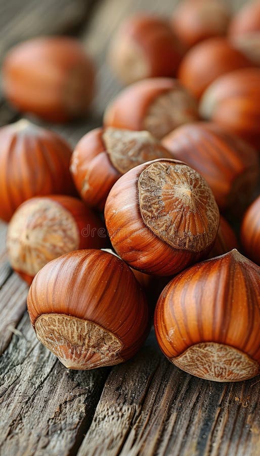Hazelnuts Also Called Cobnuts or Filberts on a Rustic Wooden Table ...