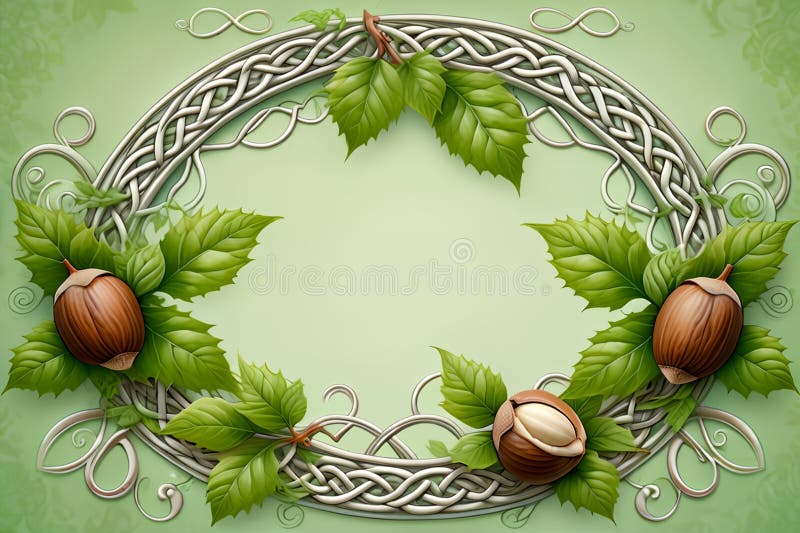 Hazelnuts with Foliage Isolated on Green Background Stock Photo - Image ...