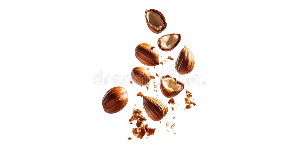 Hazelnuts and Shells in Mid-Air. Nutritious Snack and Culinary ...