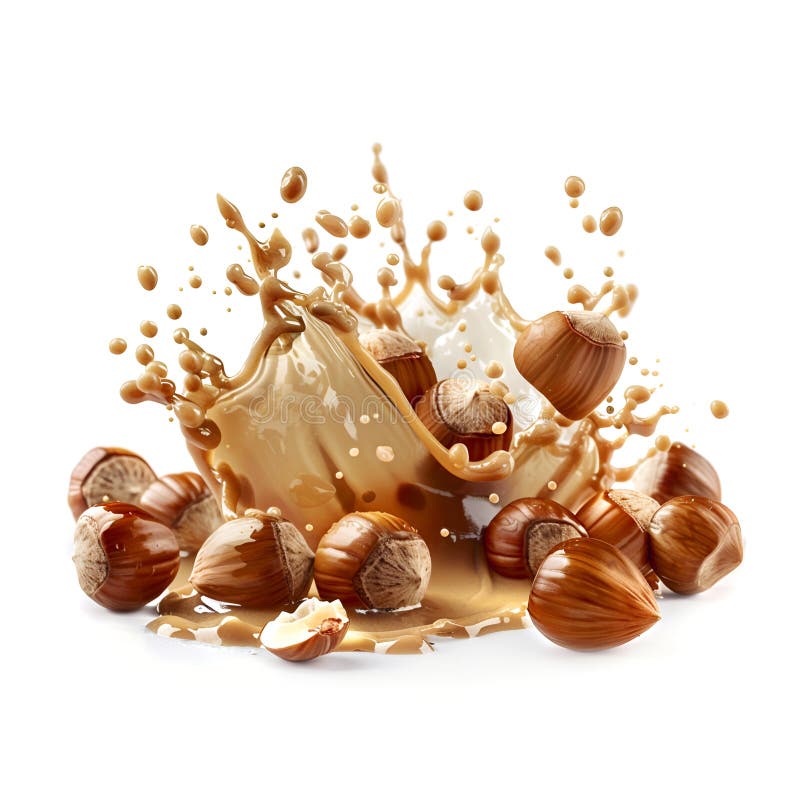 Hazelnuts with Splash Coffee Stock Illustration - Illustration of ...