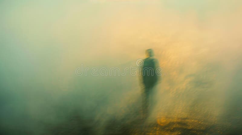 A Hazy Figure Captured in the Clouds Its Shadow Captured in a Moment of ...