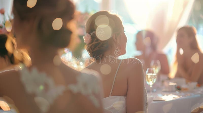 Hazy Glimpse of the Bride and Her Friends Playing Bridal Shower Games ...