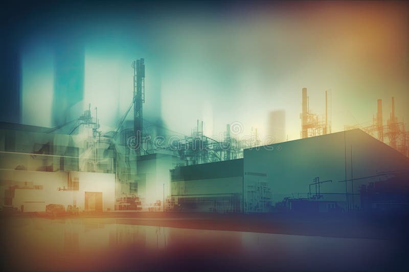 A Hazy Manufacturing and Warehouse Abstract Backdrop Stock Illustration ...