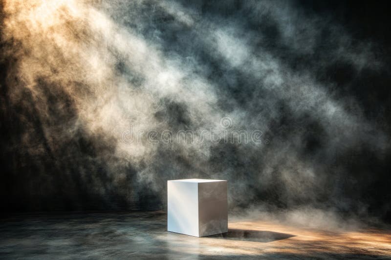 Hazy Room Minimalist Scene Gray Cube Light Beams Stock Photos - Free ...