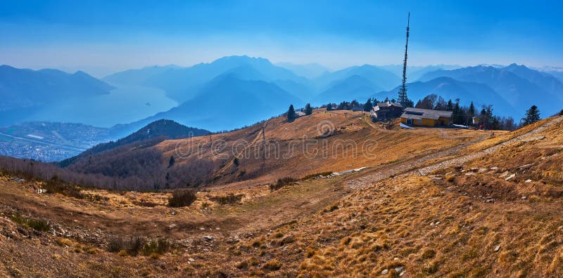 The Hazy Scenery from Cardada Cimetta Mount Summit, Ticino, Switzerland ...