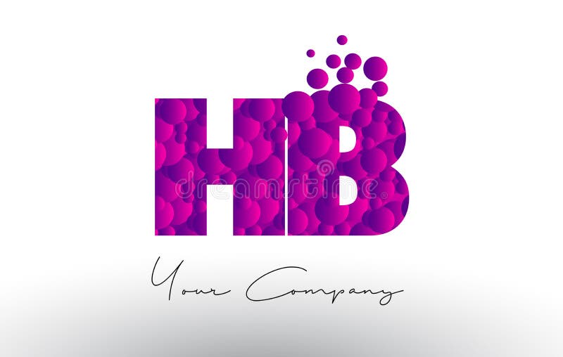 HB H B Dots Letter Logo with Purple Bubbles Texture. Stock Vector ...