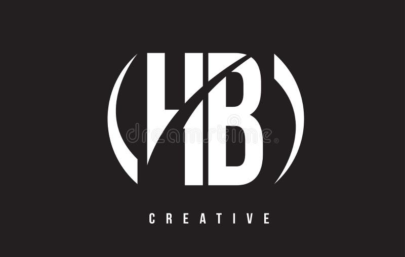 HB H B White Letter Logo Design with Black Background. Stock Vector ...