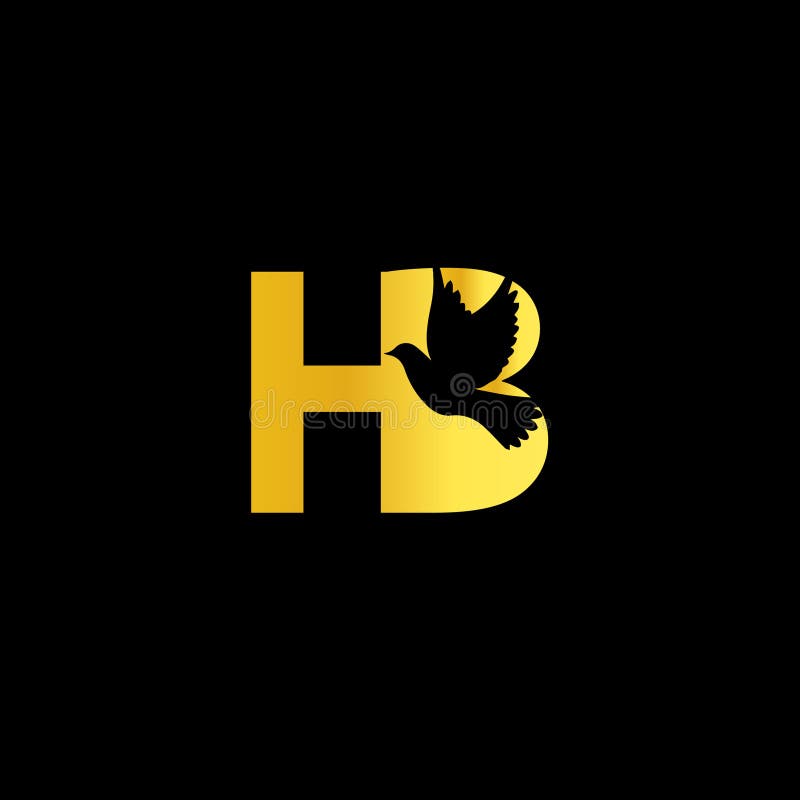 HB Letter with Bird Negative Space Stylish Logo Design Stock ...