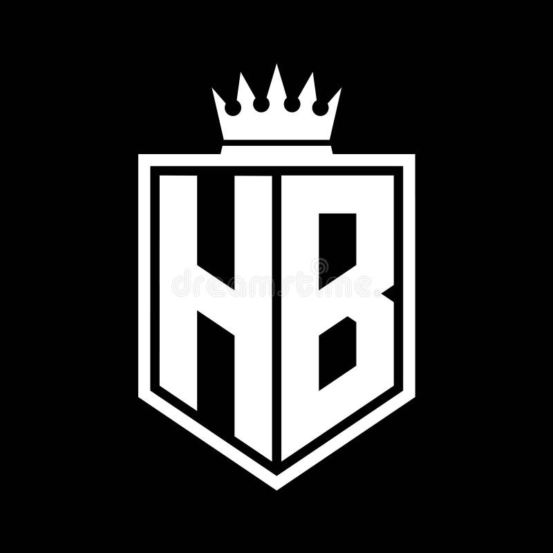 HB Logo Monogram Bold Shield Geometric Shape with Crown Outline Black ...