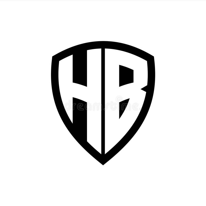 HB Monogram Logo with Bold Letters Shield Shape with Black and White Color Design Stock Vector ...