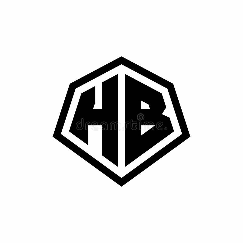 HB Monogram Logo with Hexagon Shape and Line Rounded Style Design ...