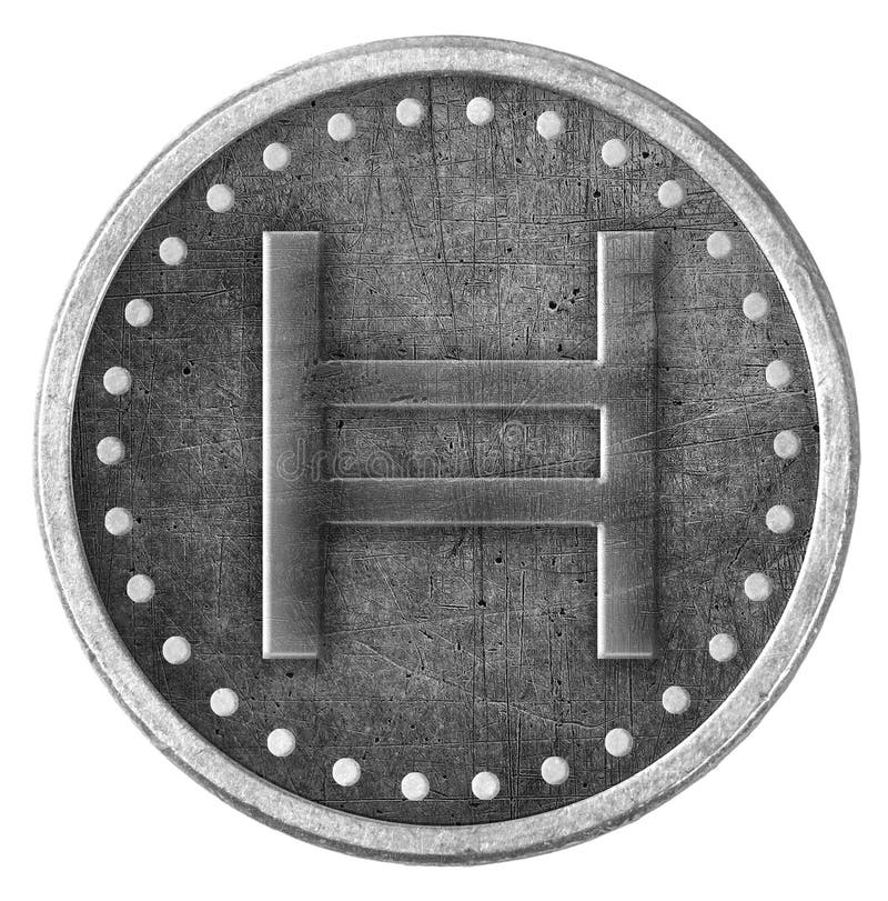 HBAR, Hedera Hashgraph Grunge Silver Coin, Token Stock Illustration ...