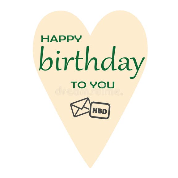 Happy Birthday Text with Heart & Decorative Lettering for Greeting Card ...