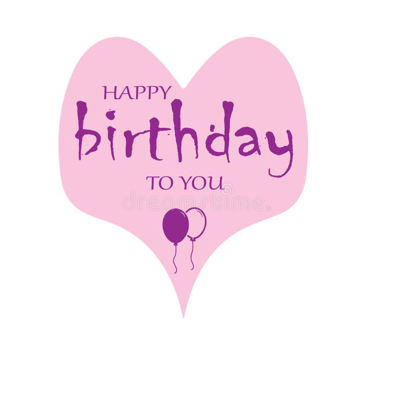 Happy Birthday Text with Balloons & Hearts for Greeting Card Design ...