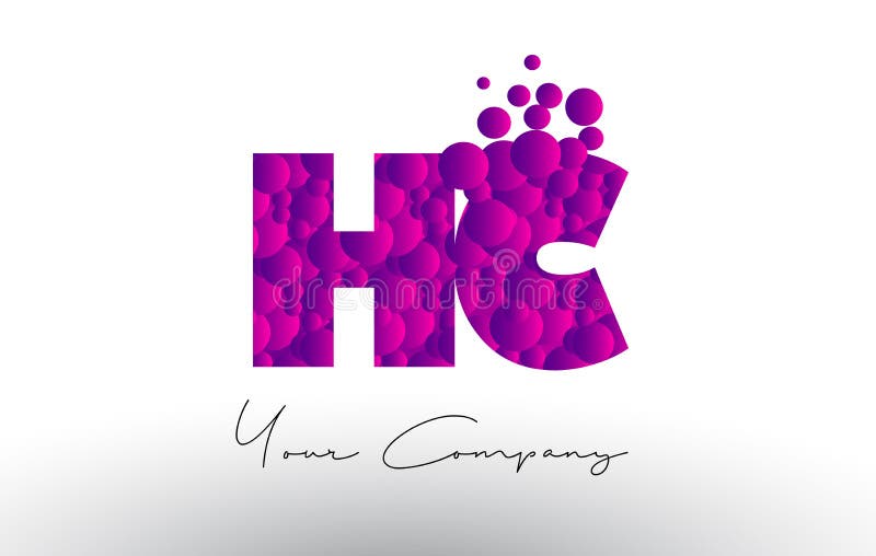 HC H C Dots Letter Logo with Purple Bubbles Texture. Stock Vector ...