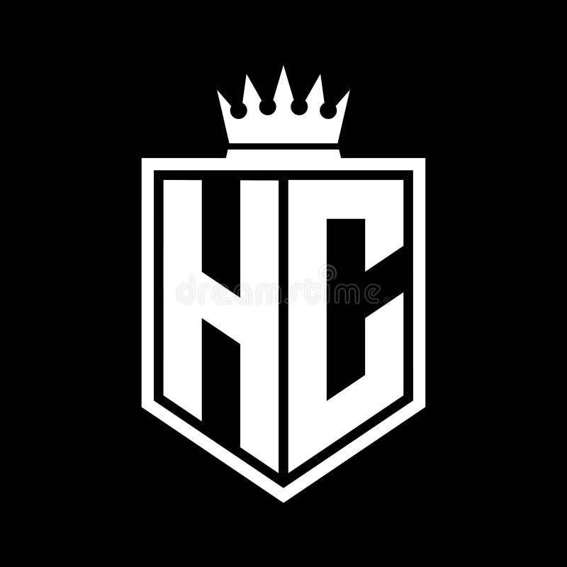 HC Logo Monogram Bold Shield Geometric Shape with Crown Outline Black ...