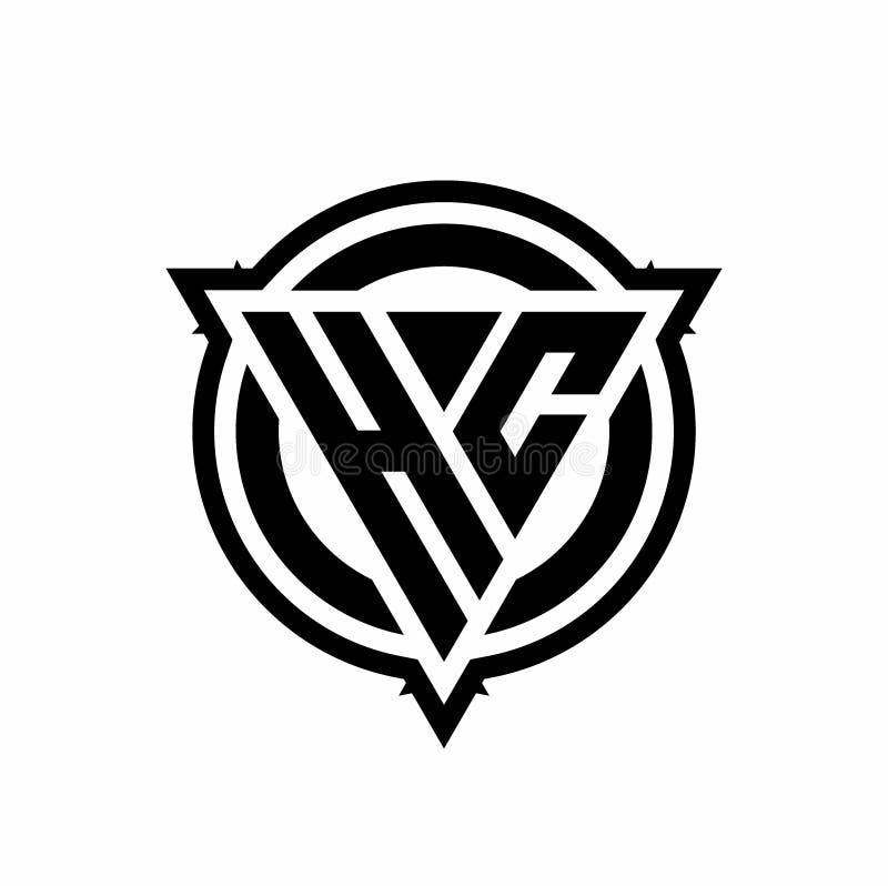 HC Logo with Triangle Shape and Circle with Outline Rounded Design ...