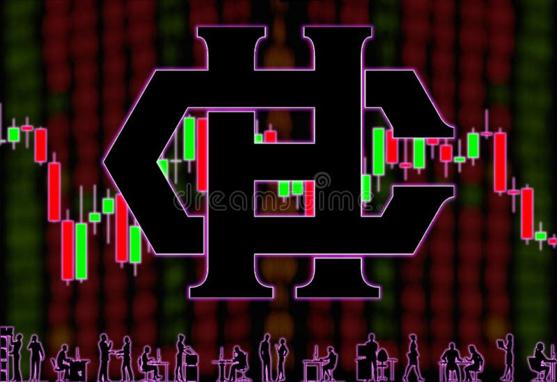 HCash HSR Cryptocurrency. Background of Blurry Numbers and Candlestick ...