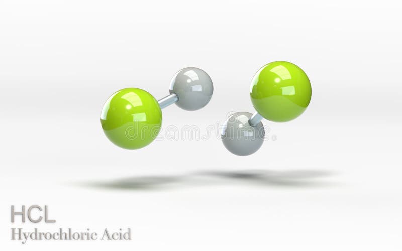 HCL Hydrochloric Acid. Molecule with Hydrogen and Chlorine Atoms. 3d ...