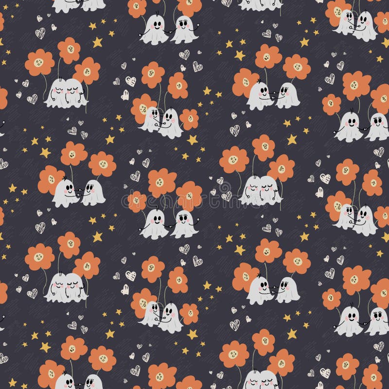 Ghosty Love - Seamless Vector Pattern Stock Vector - Illustration of design, palette: 341683334