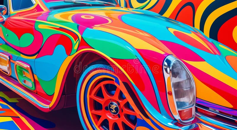 Abstract Sports Car on Colored Background, Car Art, Colored Car on ...