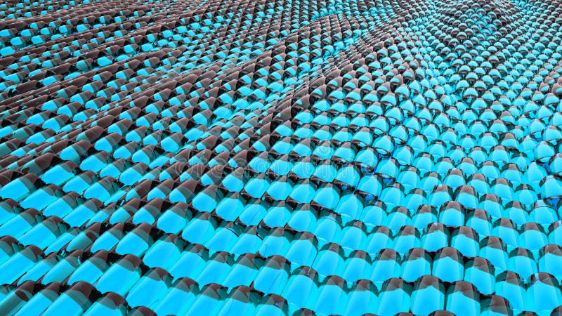 Animation of Abstract Wave Blue Metallic Liquid with Reflections. 3D ...
