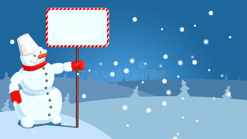 HD Cartoon of Snowman with Falling Snowflakes Stock Footage - Video of ...