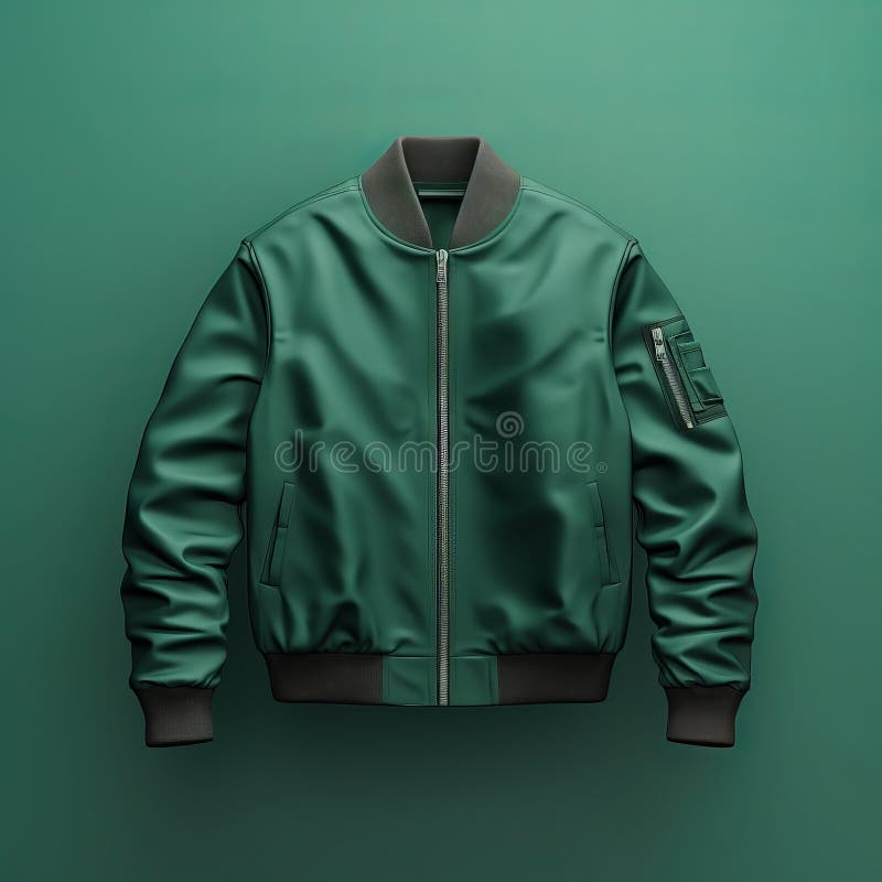 Hd 3d Realistic Green Bomber Jacket on Minimalistic Dark Green ...