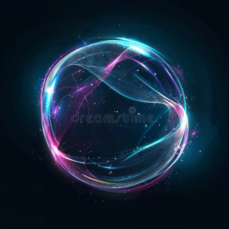 Hd Luminous Effect Round Design Element on Black Background Stock ...